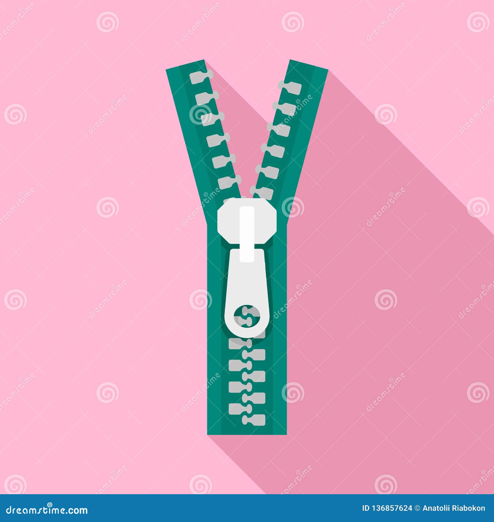 Open Zipper Icon, Flat Style Stock Vector - Illustration of object ...