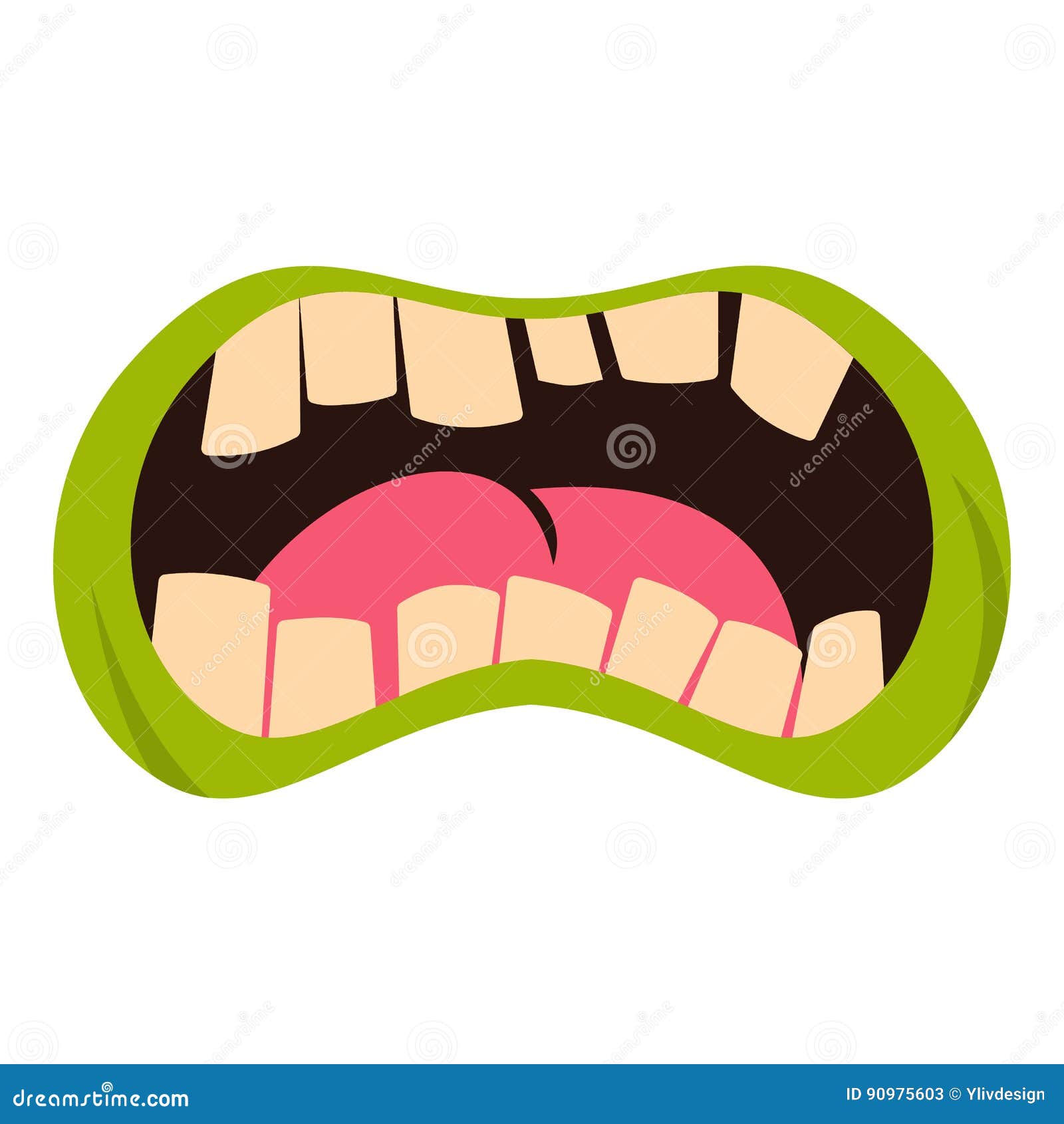 Zombie Mouth With Mucus Icon, Cartoon Style Vector Illustration ...