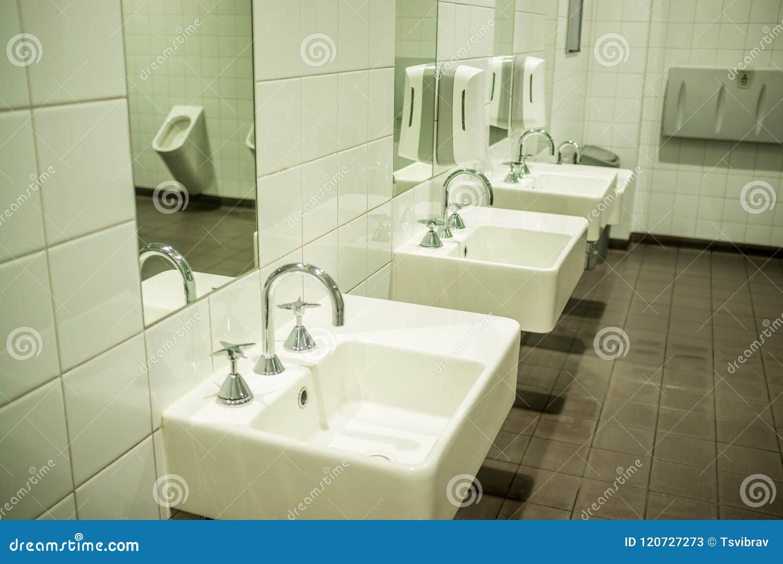 Openbaar Toilet Met Witte Modieuze Gootstenen Stock Afbeelding - Image ...