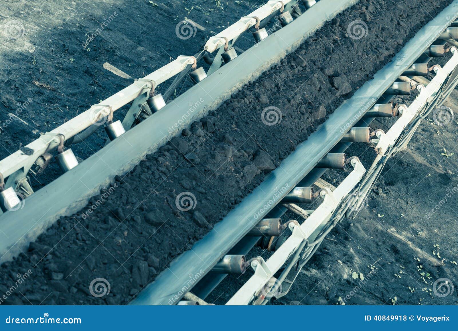 Opencast Brown Coal Mine. Belt Conveyor. Stock Photo - Image of work ...