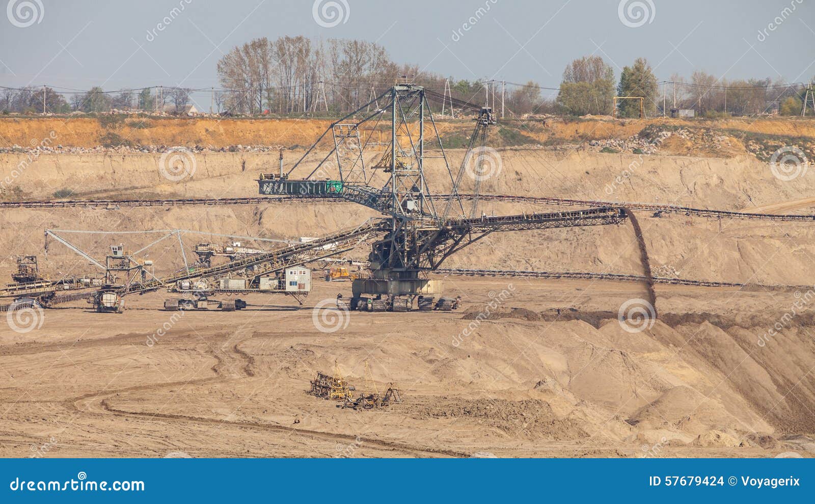 Opencast Brown Coal Mine. Giant Excavator. Stock Photo - Image of ...