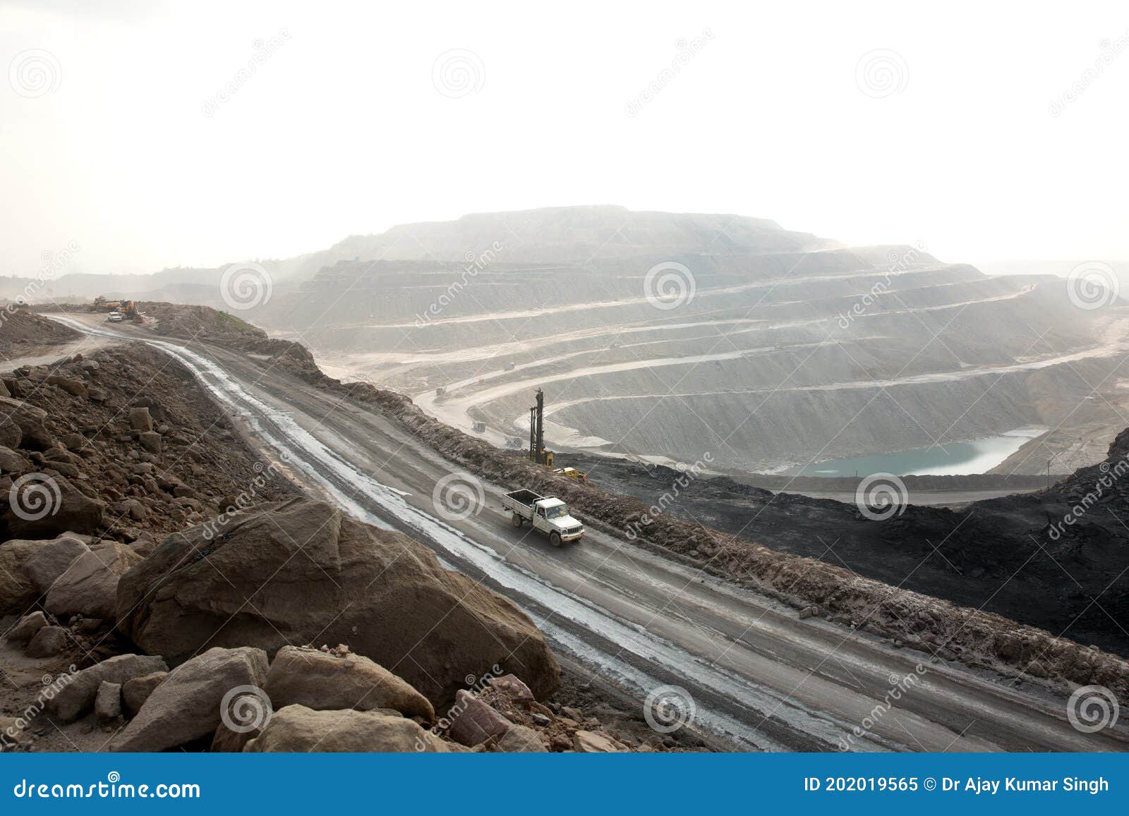 Opencast coal mine stock image. Image of black, grey - 202019565