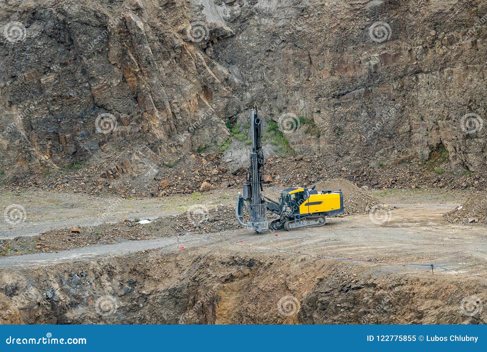 Opencast Mining Quarry with Mining Drilling Machine. Stock Image ...