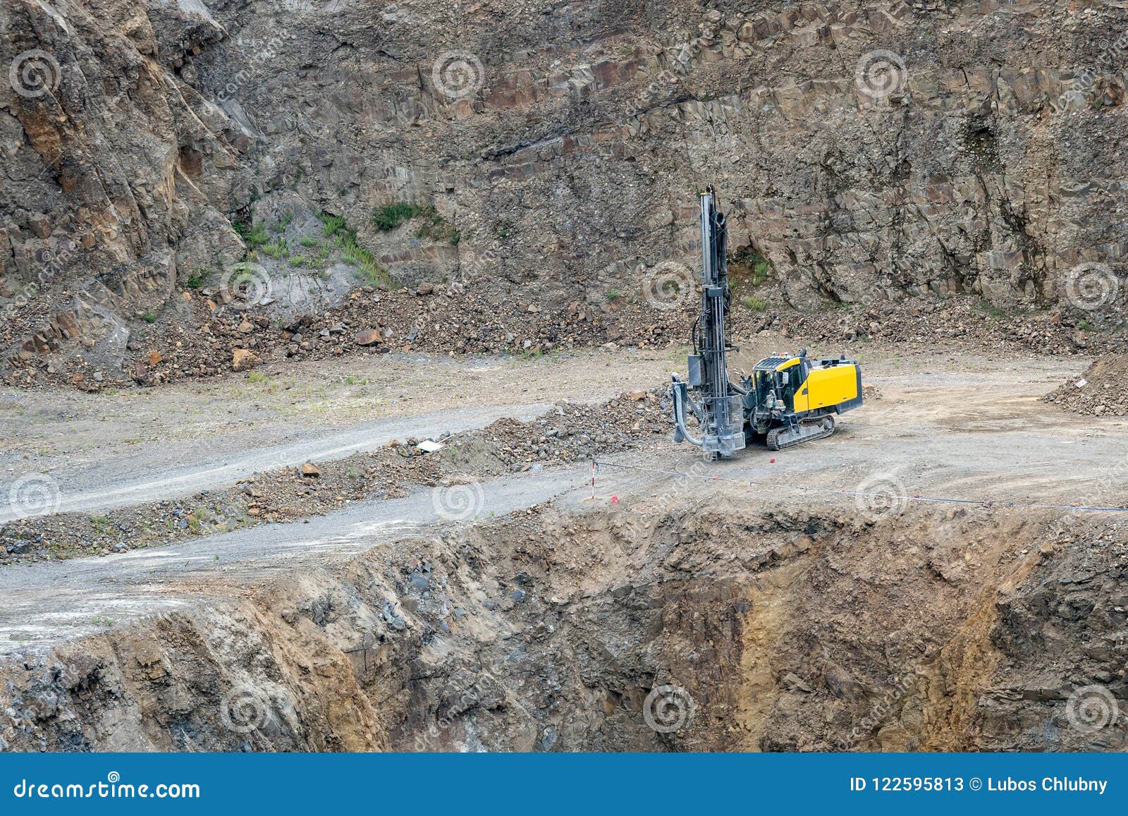 Opencast Mining Quarry with Mining Drilling Machine. Stock Image ...