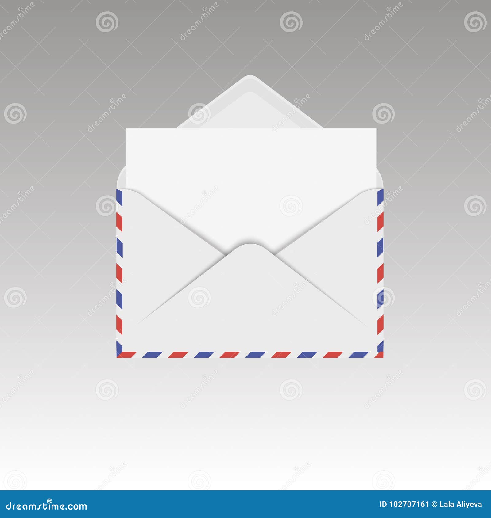 Opened Air Mail Envelope with White Sheet. Vector Illustration Stock ...