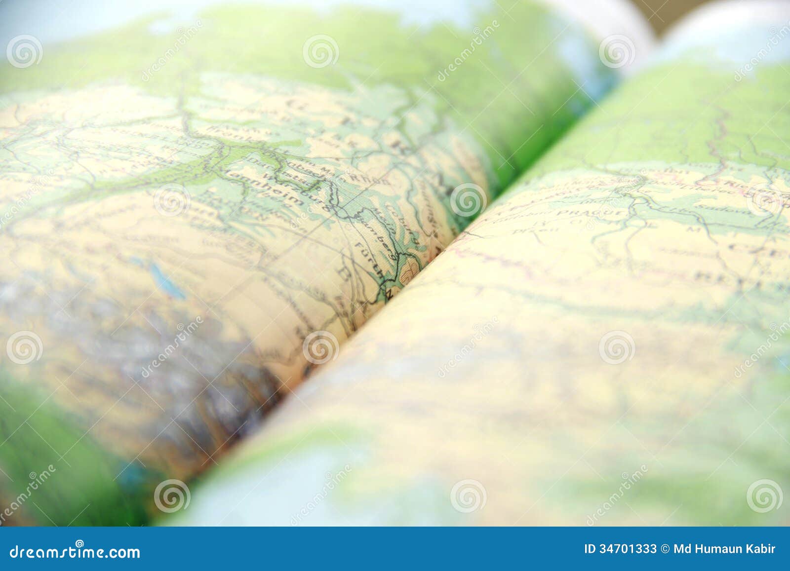 Opened Artistic Green Atlas Book Stock Image - Image of global, tourism ...