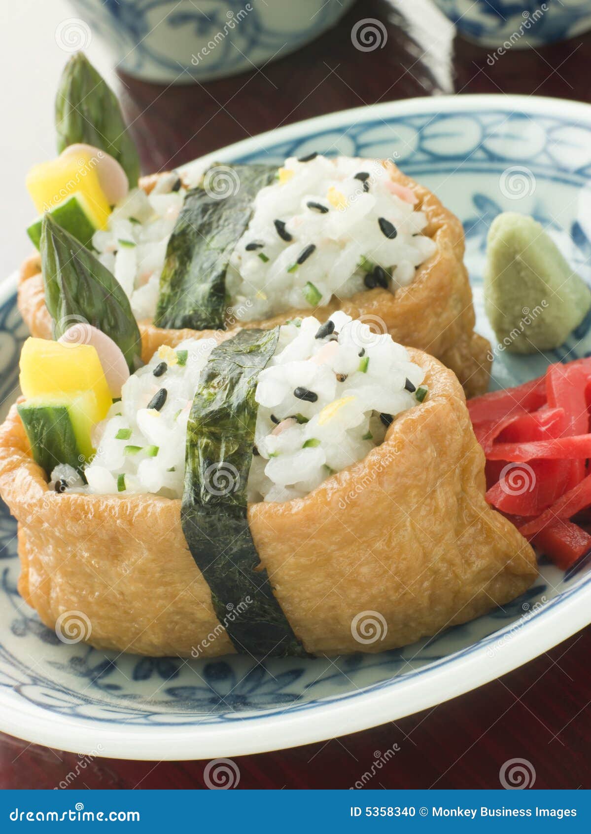 Opened Bean Curd Pouches with Citrus Sushi Rice Ve Stock Photo - Image ...