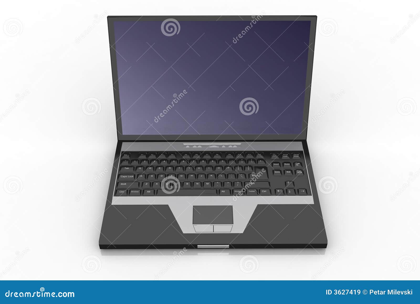 Opened black laptop stock illustration. Illustration of advertisement ...