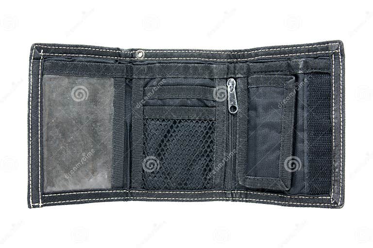 Opened Black Men Wallet Isolated on White Background Stock Image ...
