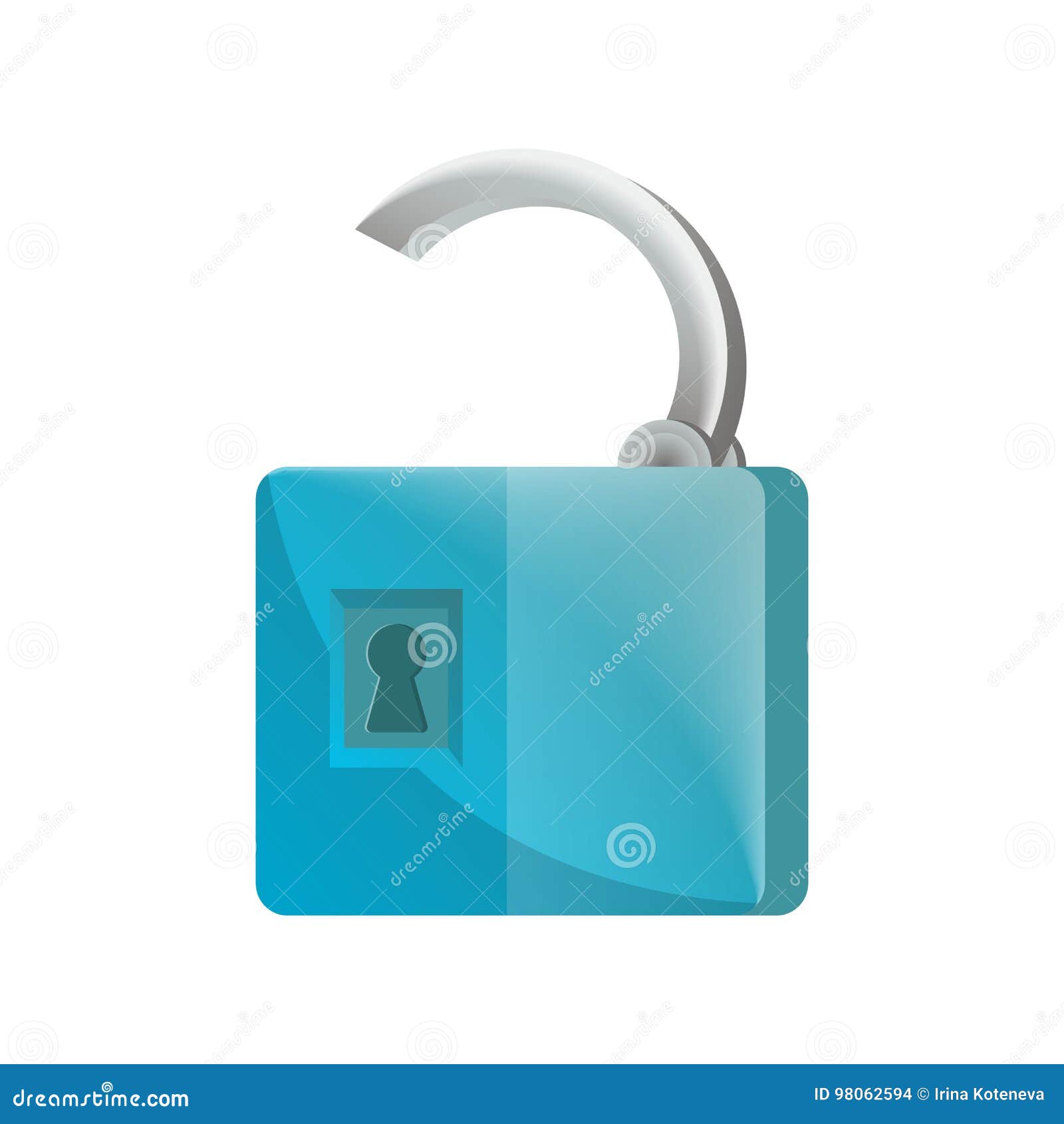 Opened Blue Lock Icon in Flat Design Stock Vector - Illustration of ...
