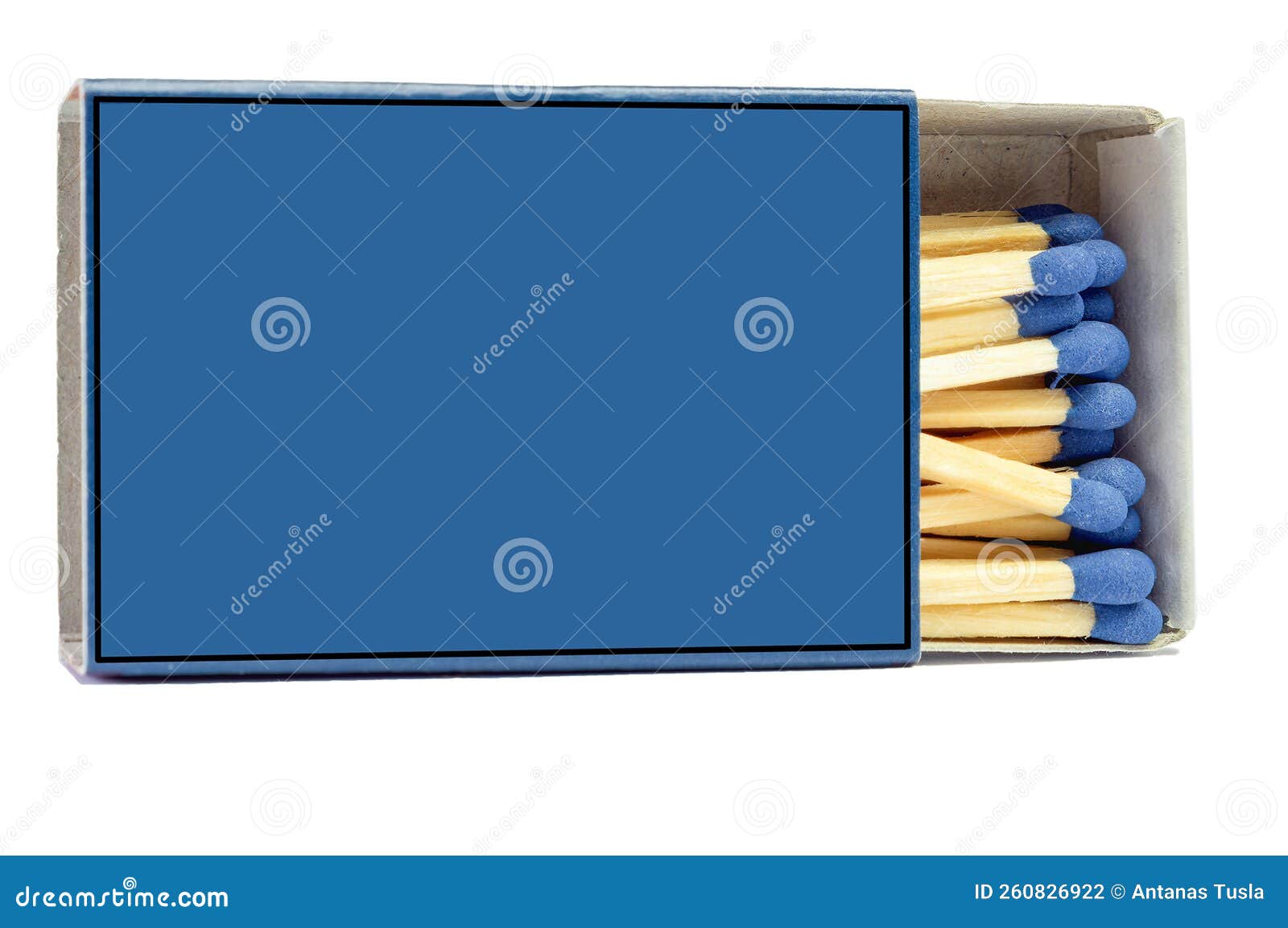 Opened Blue Matchbox with Matches on a White Background Stock Photo ...