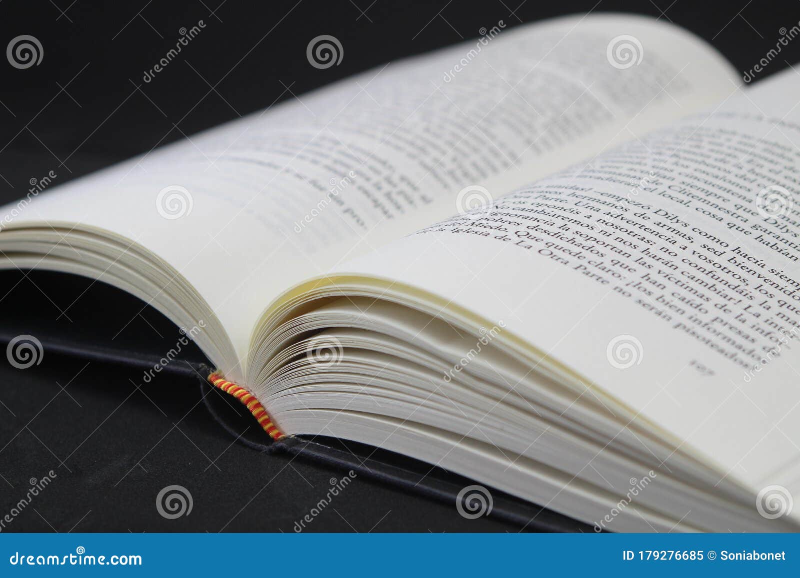 Opened Book on Black Background Editorial Image - Image of research ...