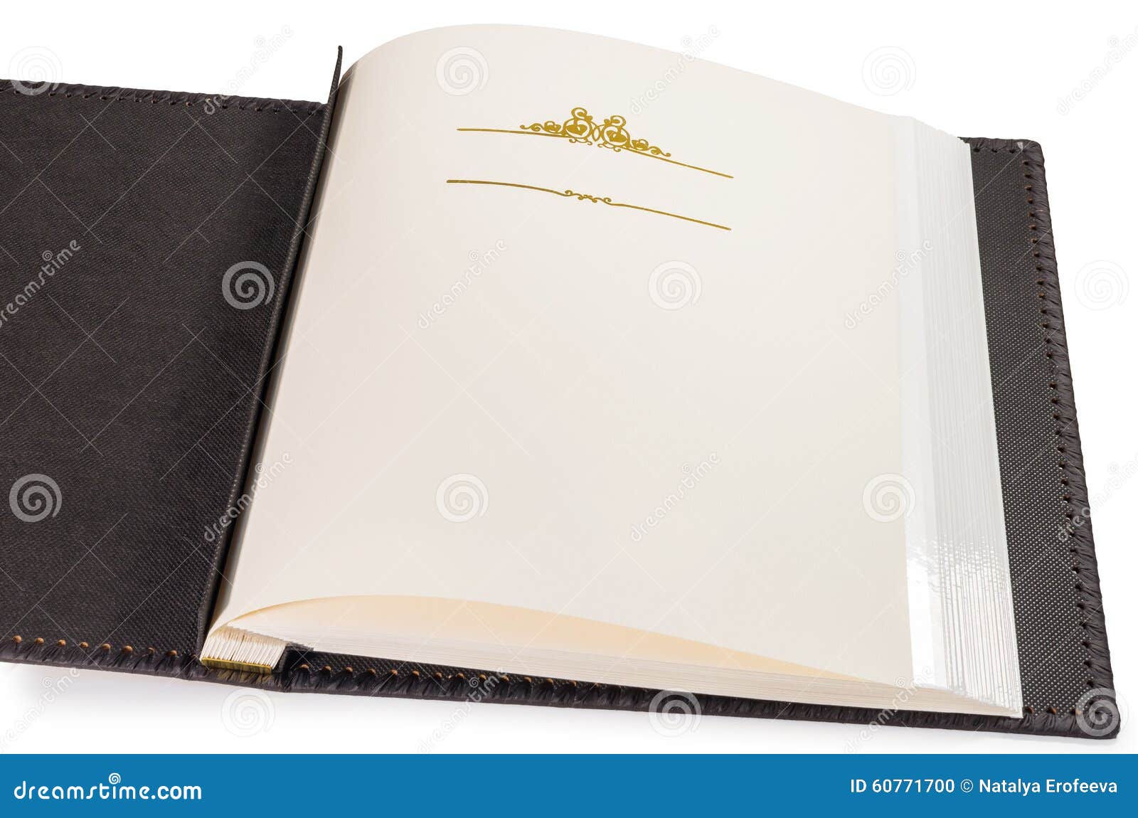 Opened Book with Blank Pages and Decorative Frame for Text Stock Photo ...