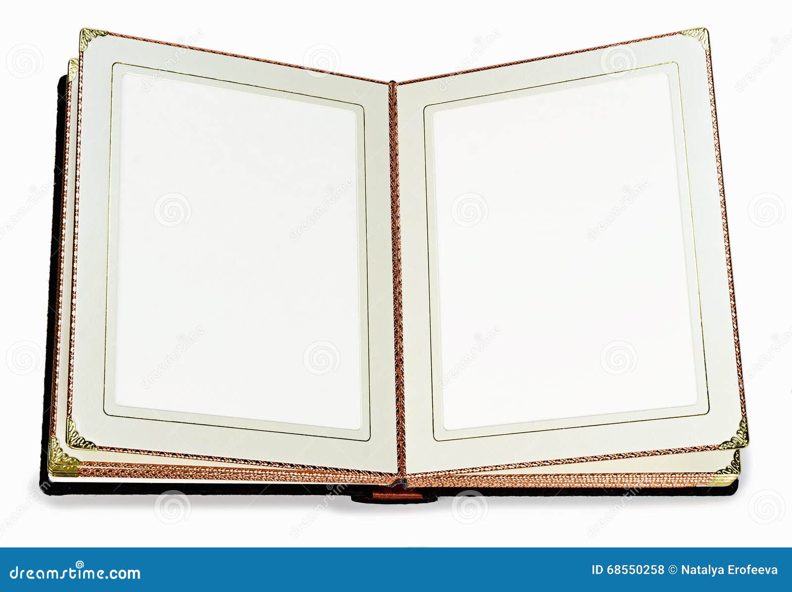 Opened Book with Blank Pages and Decorative Frame for Text Stock Photo ...