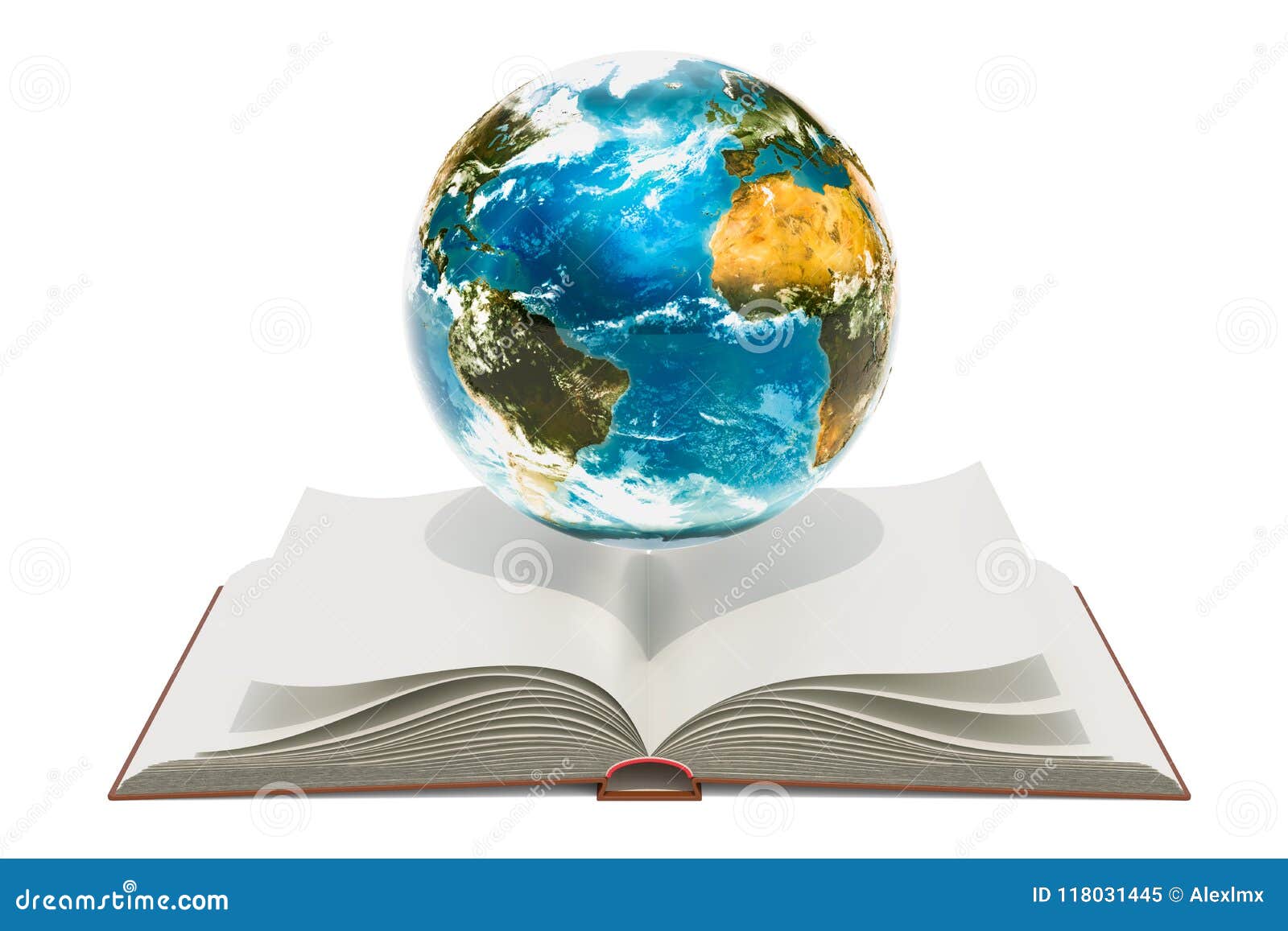 Opened Book with Earth Globe. 3D Rendering Stock Illustration ...