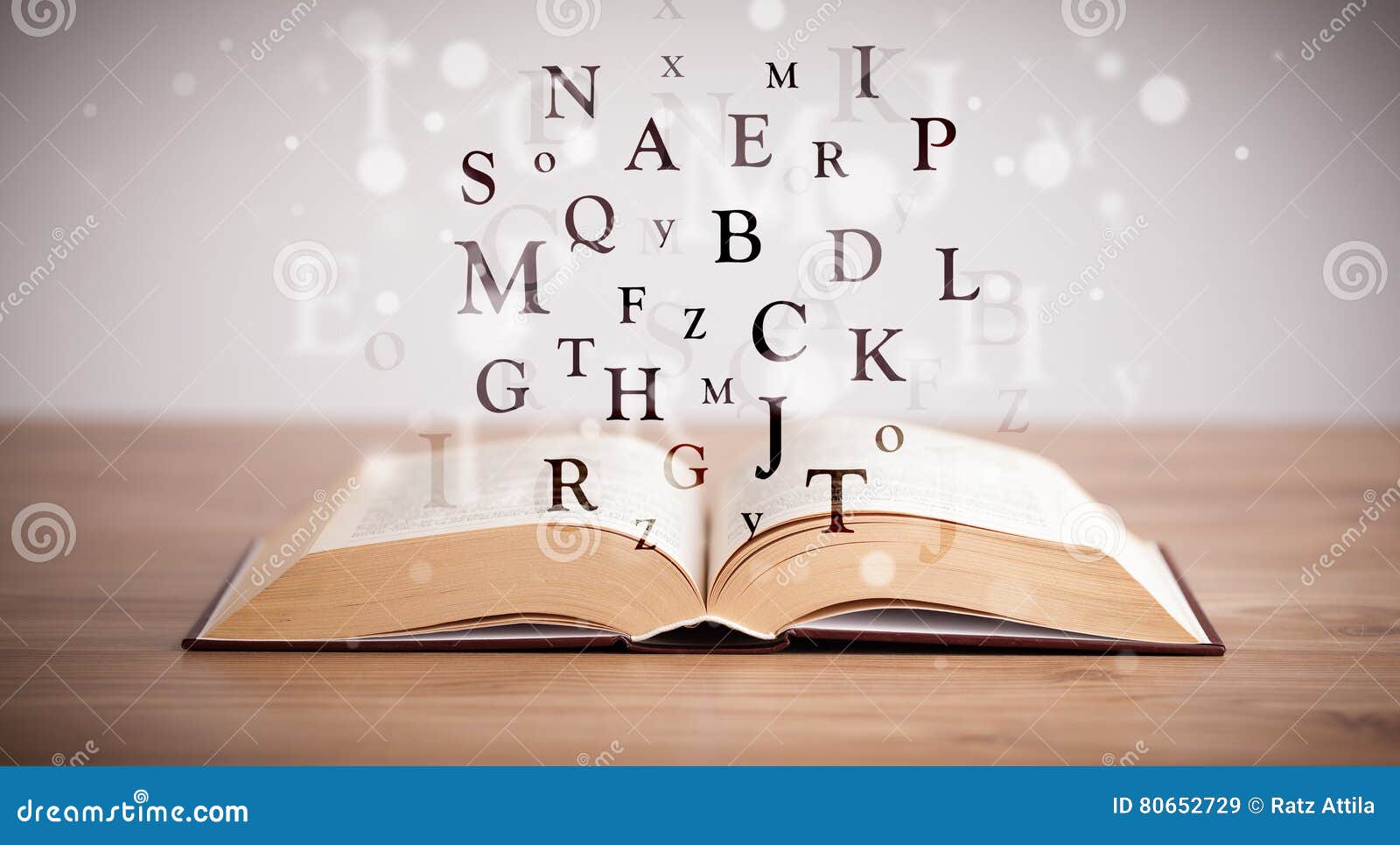 Opened Book with Flying Letters Stock Image - Image of alphabet, read ...