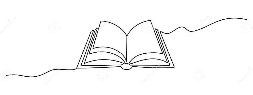 Opened Book with Flying Page in One Continuous Line Drawing. Education ...
