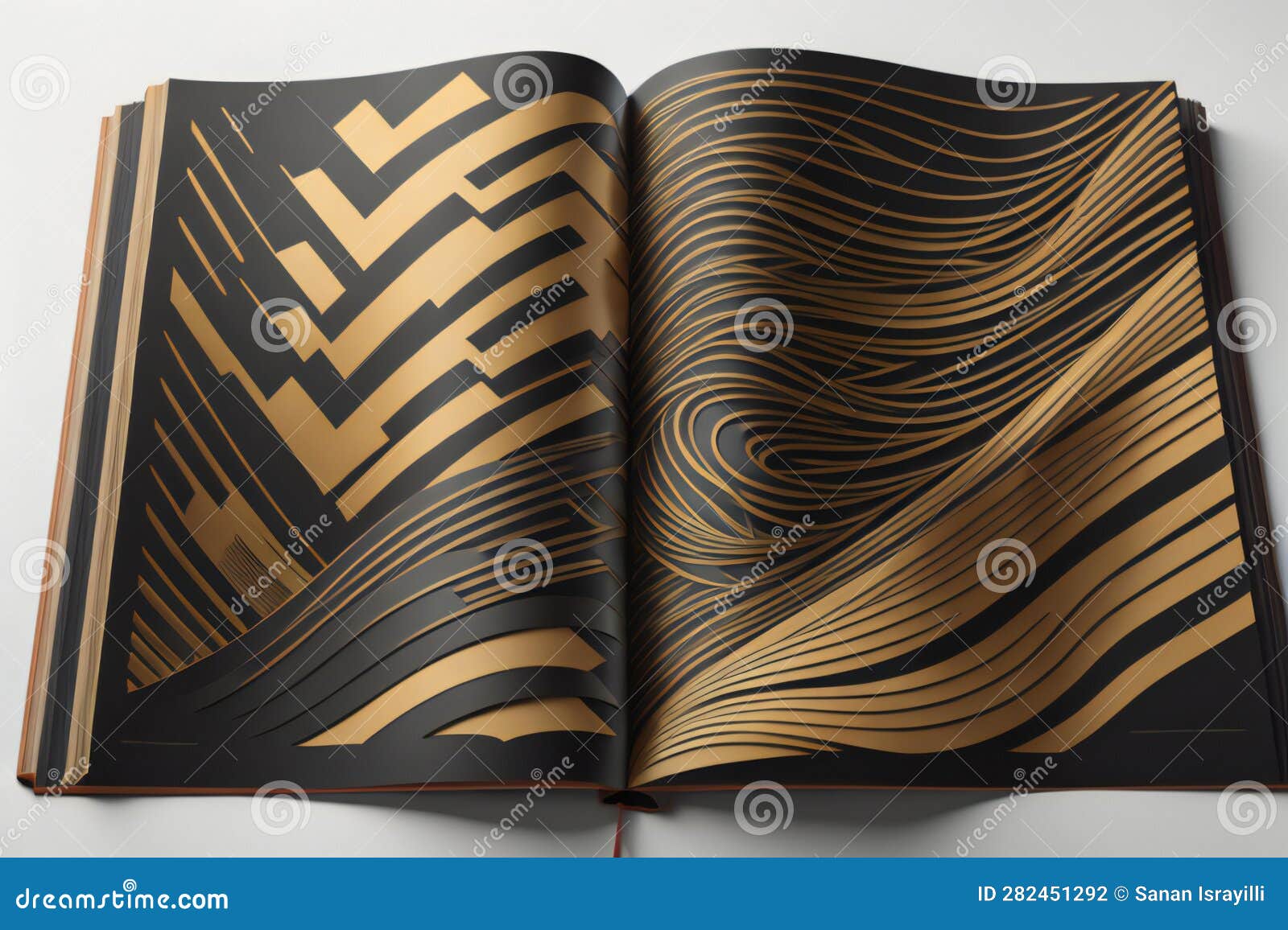 Opened Book with Gold Pattern on White Background. Generative Ai Stock ...