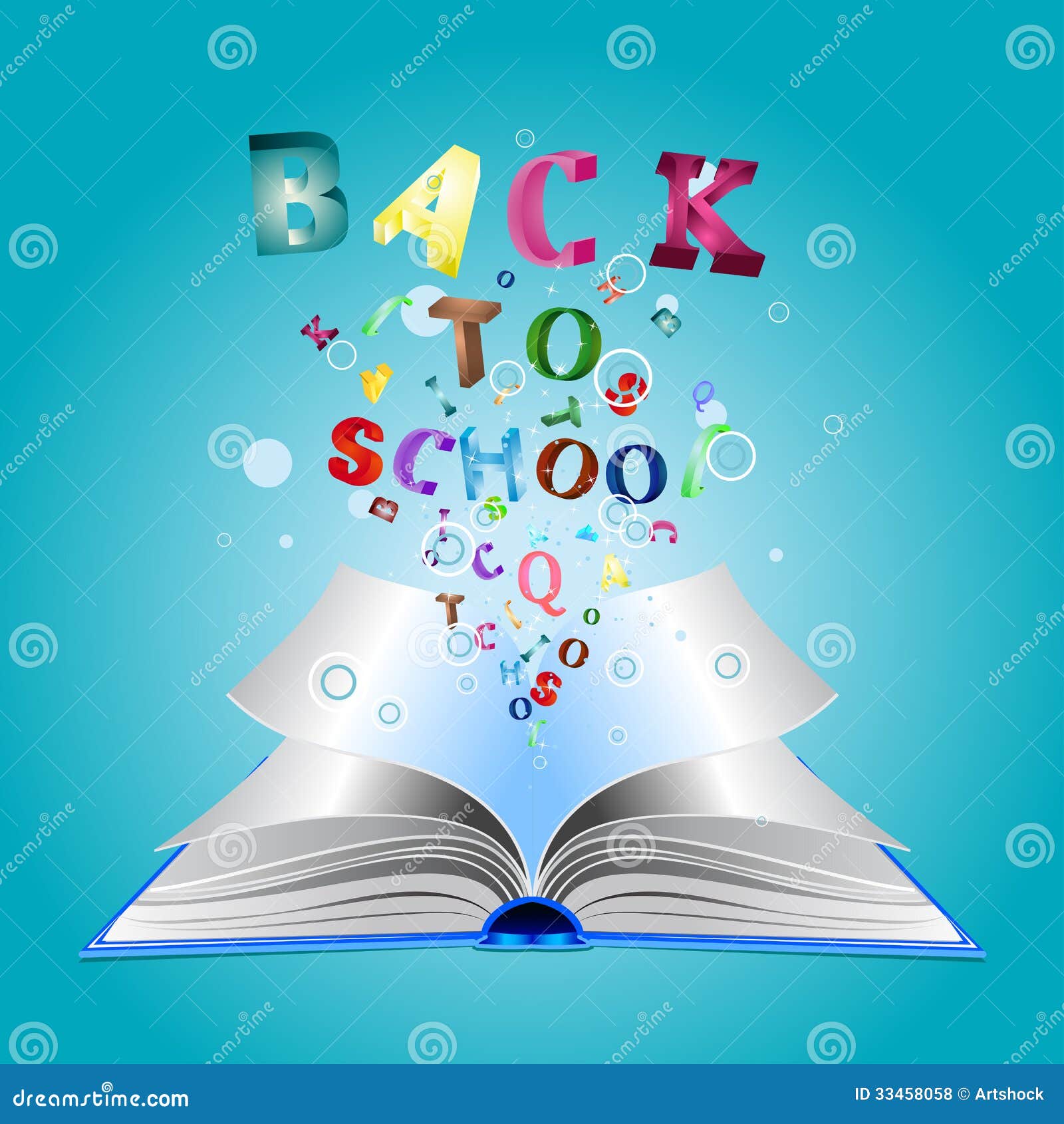 Opened book with letters stock vector. Illustration of paper - 33458058