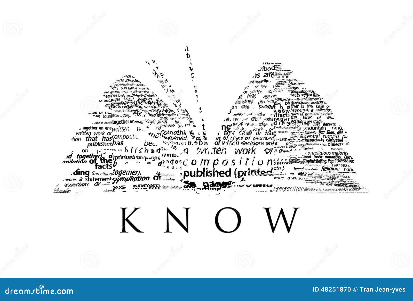 An Opened Book Made of Words Stock Illustration - Illustration of ...