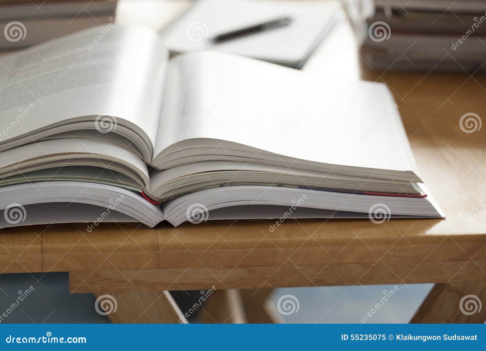 Opened Book Pile Put on Table Stock Image - Image of learn, entertain ...