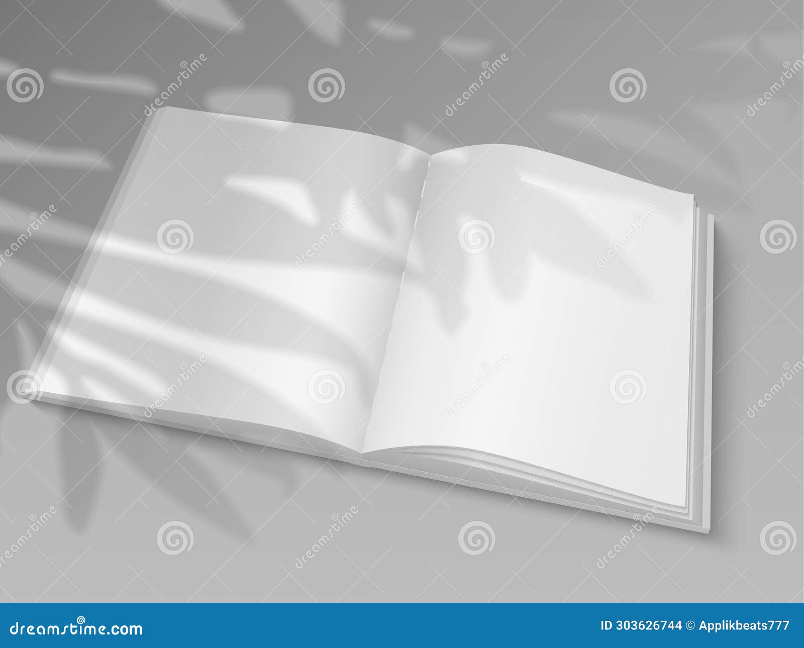 Opened Book. Realistic Blank Magazine with Shadow Overlay Effect. 3D ...