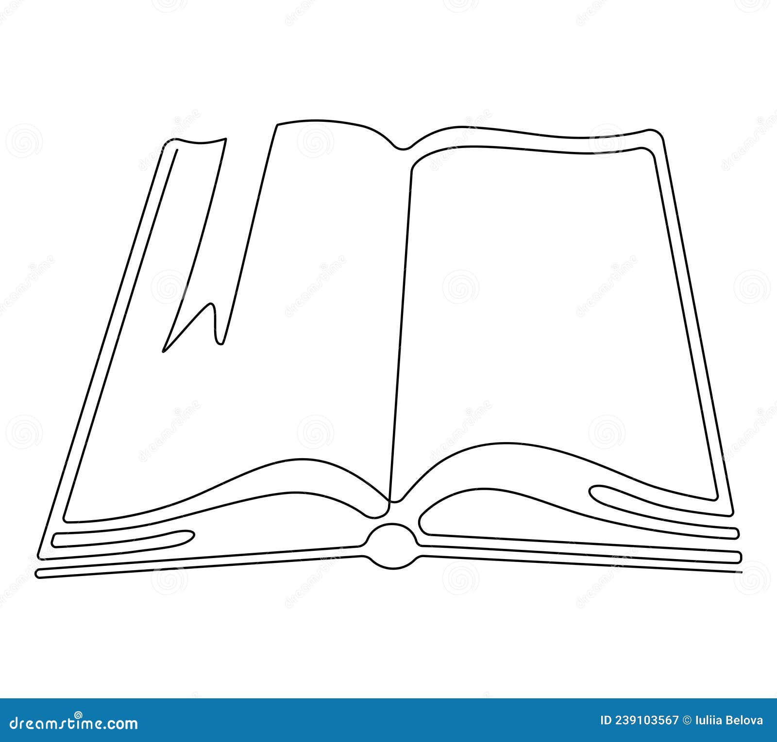 Opened Book. the Spread of the Pages of the Book. Continuous Line ...
