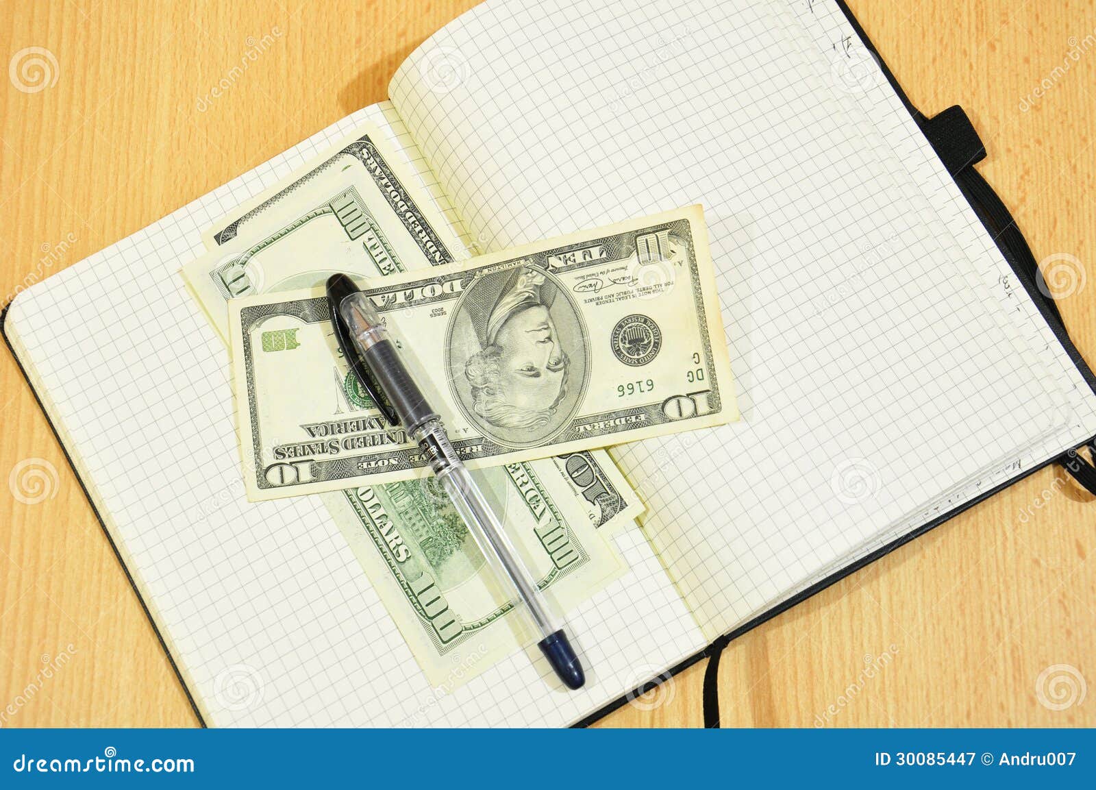 Money in notebook stock image. Image of finances, notepad - 30085447
