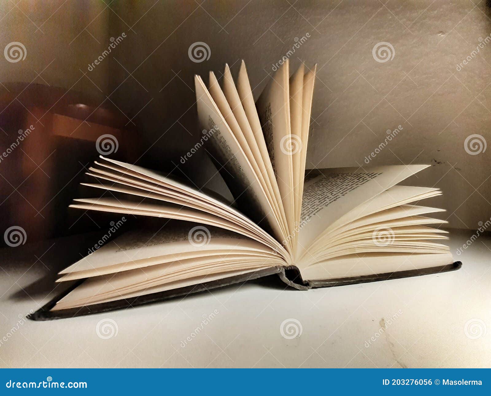 Opened Book on a Table at Night. Stock Photo - Image of sketch, design ...