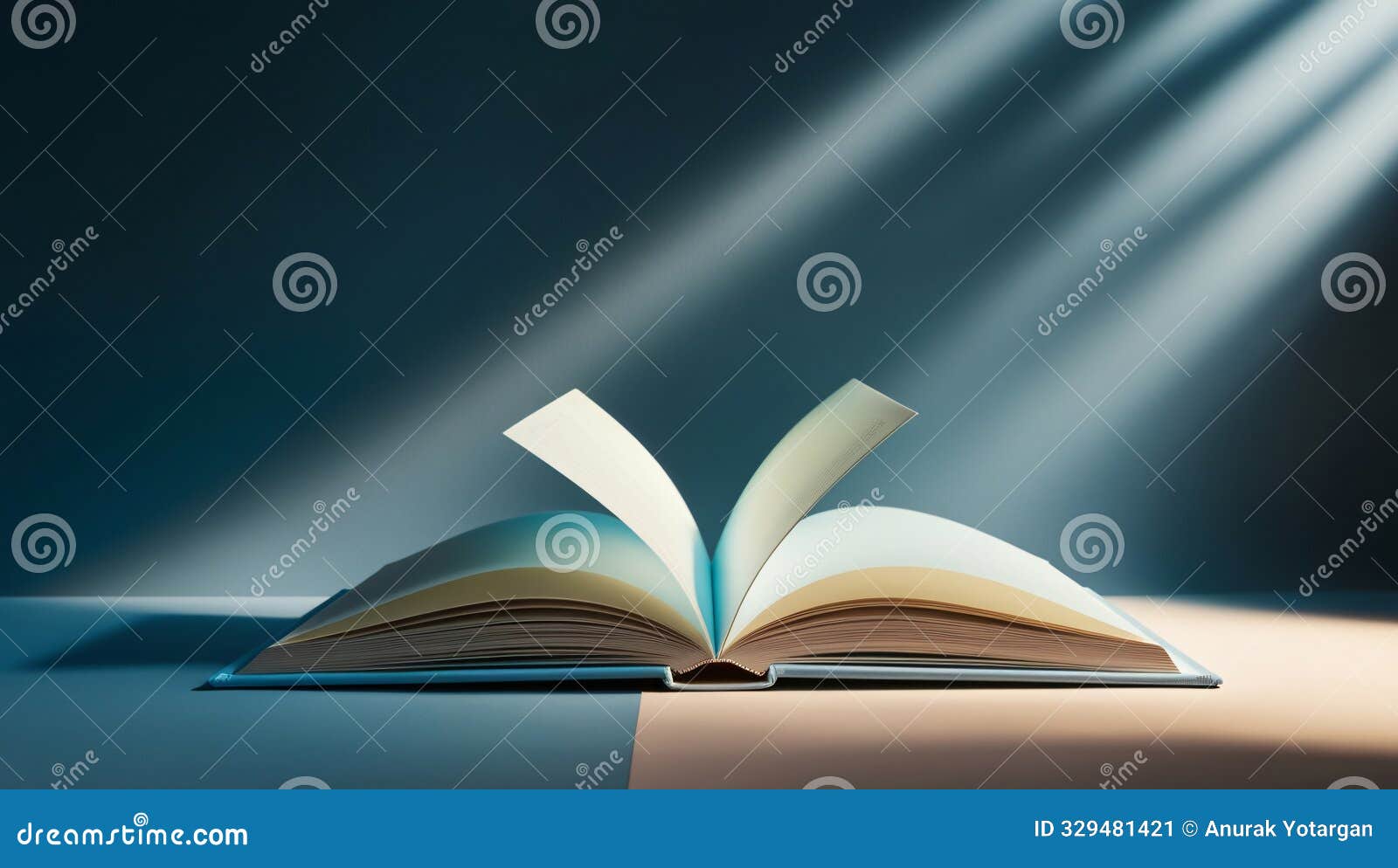 Opened Book on Top of Stack of Blue Books, Knowledge Stock Illustration ...
