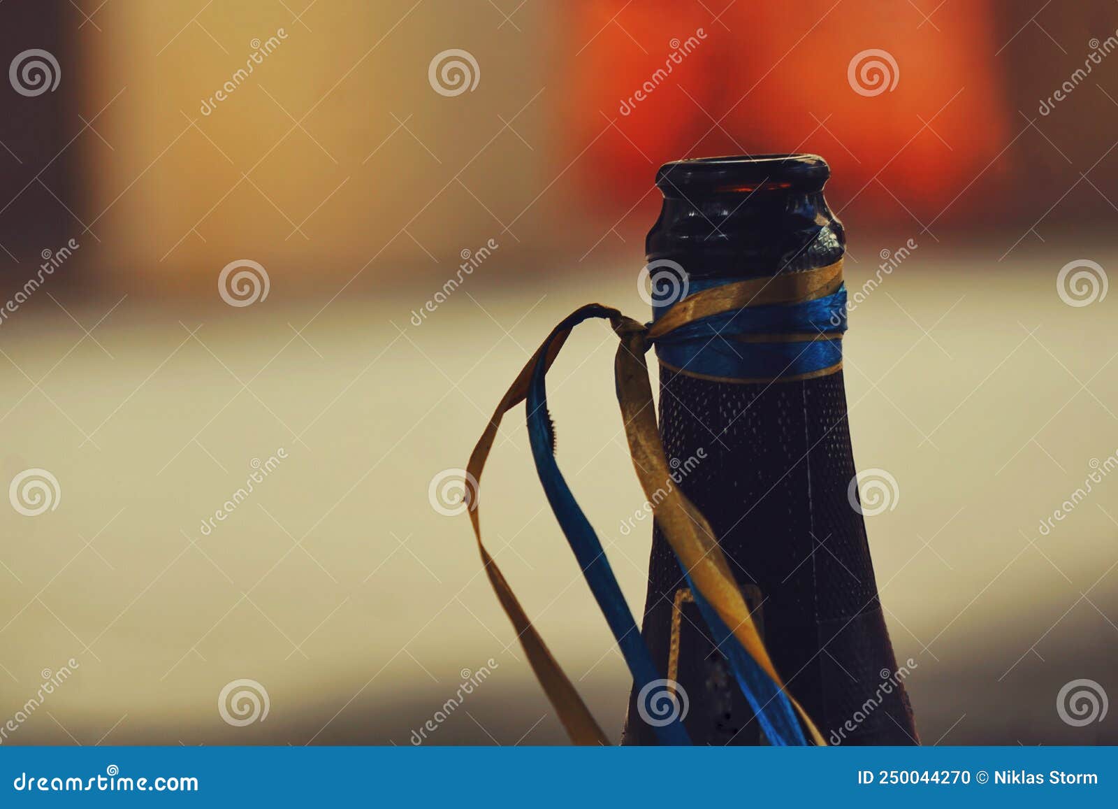 Opened Bottle with Colorful Strings, Alcohol Stock Photo - Image of ...
