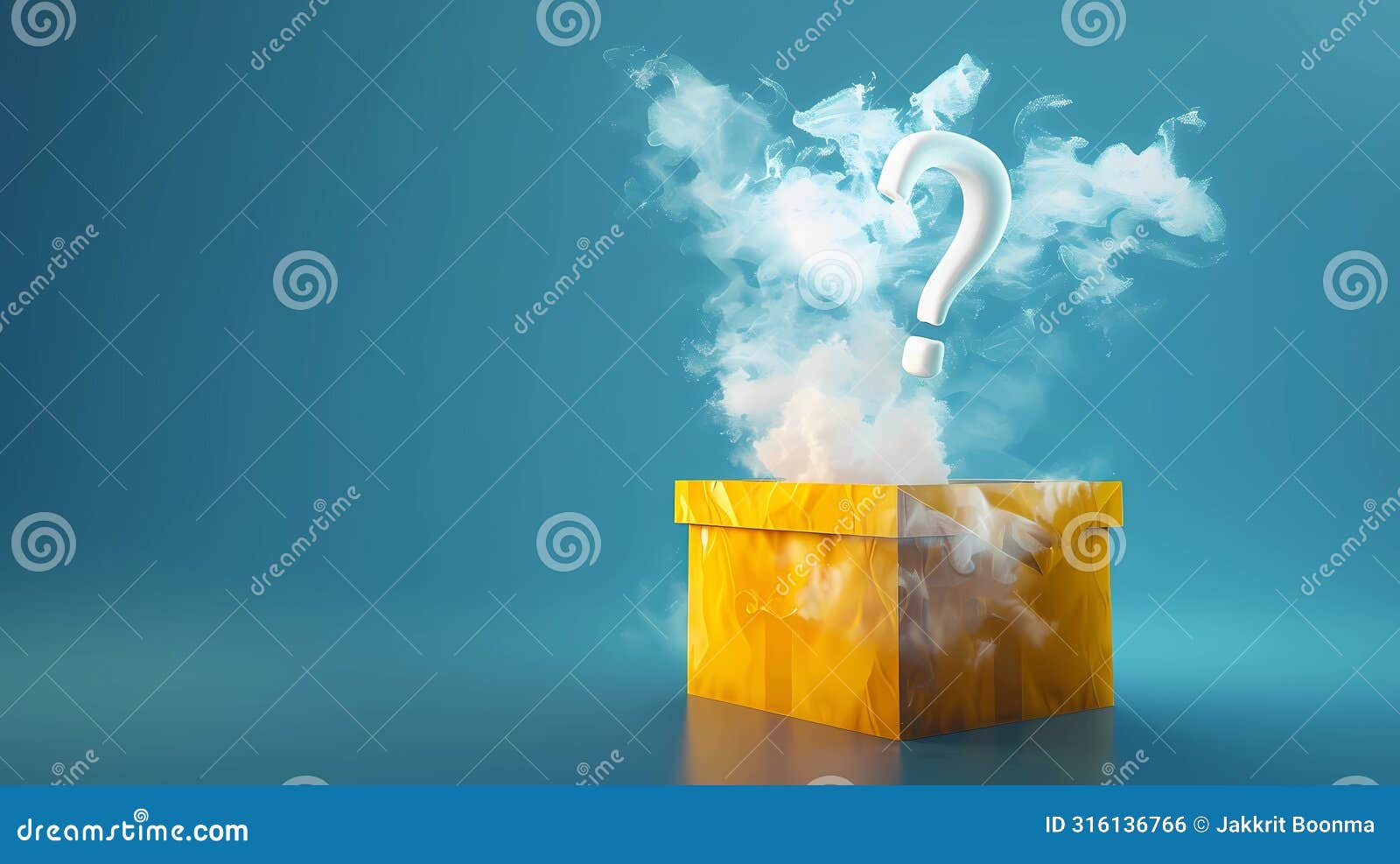 Opened Box with Question Mark on Blue Background, Generative AI ...