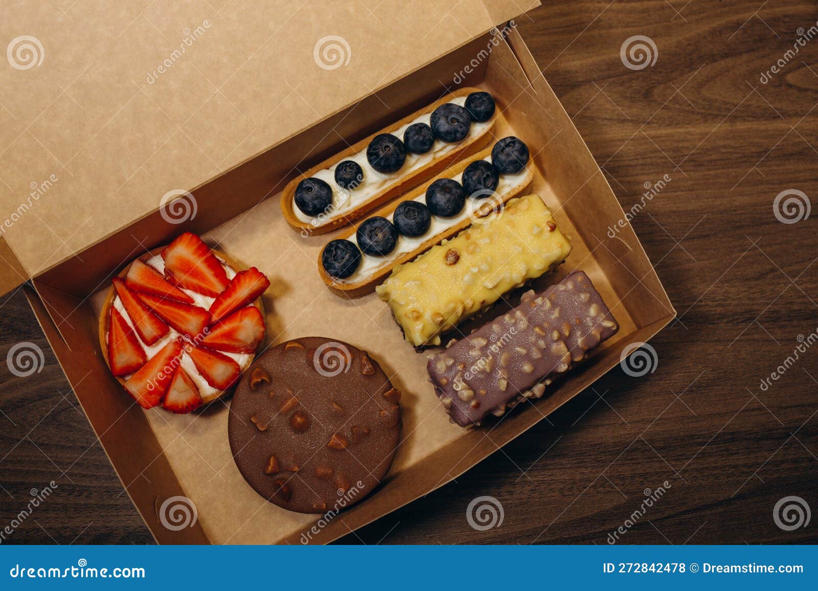 Opened Box of Sweets on Table Kittchen Stock Photo - Image of cells ...