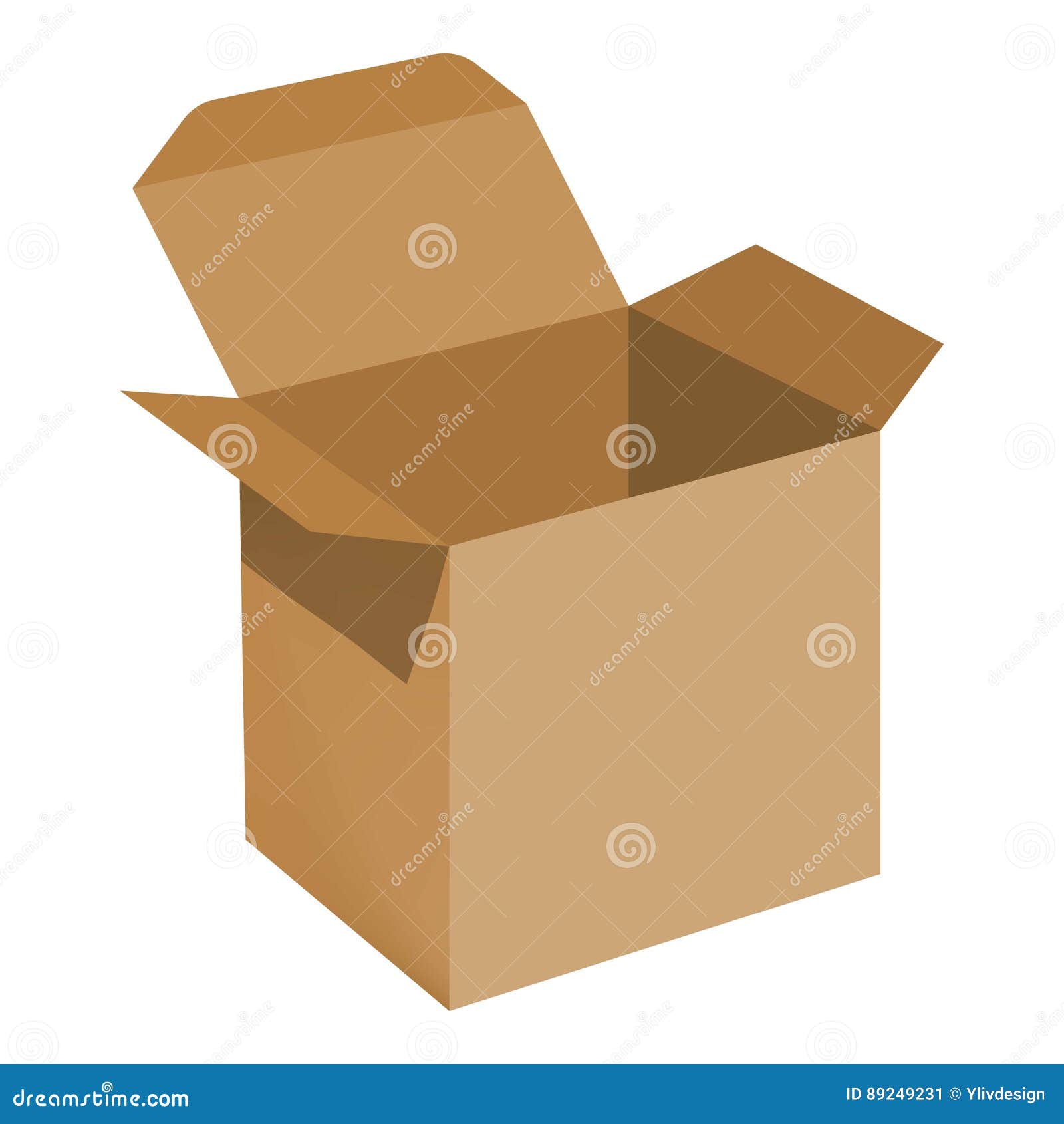 Opened Brown Carton Box Mockup, Realistic Style Stock Vector ...