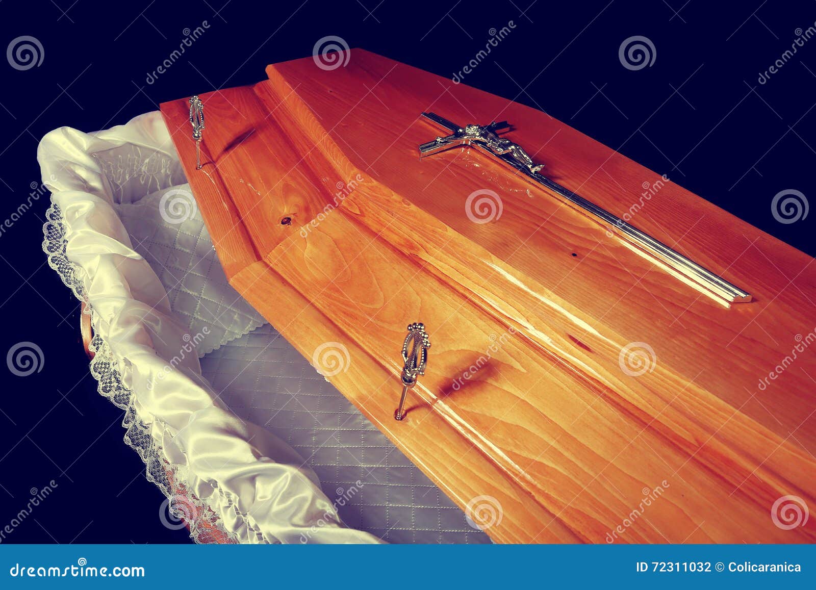 Opened Brown Coffin, Inside Close-up View Stock Photo - Image of grief ...