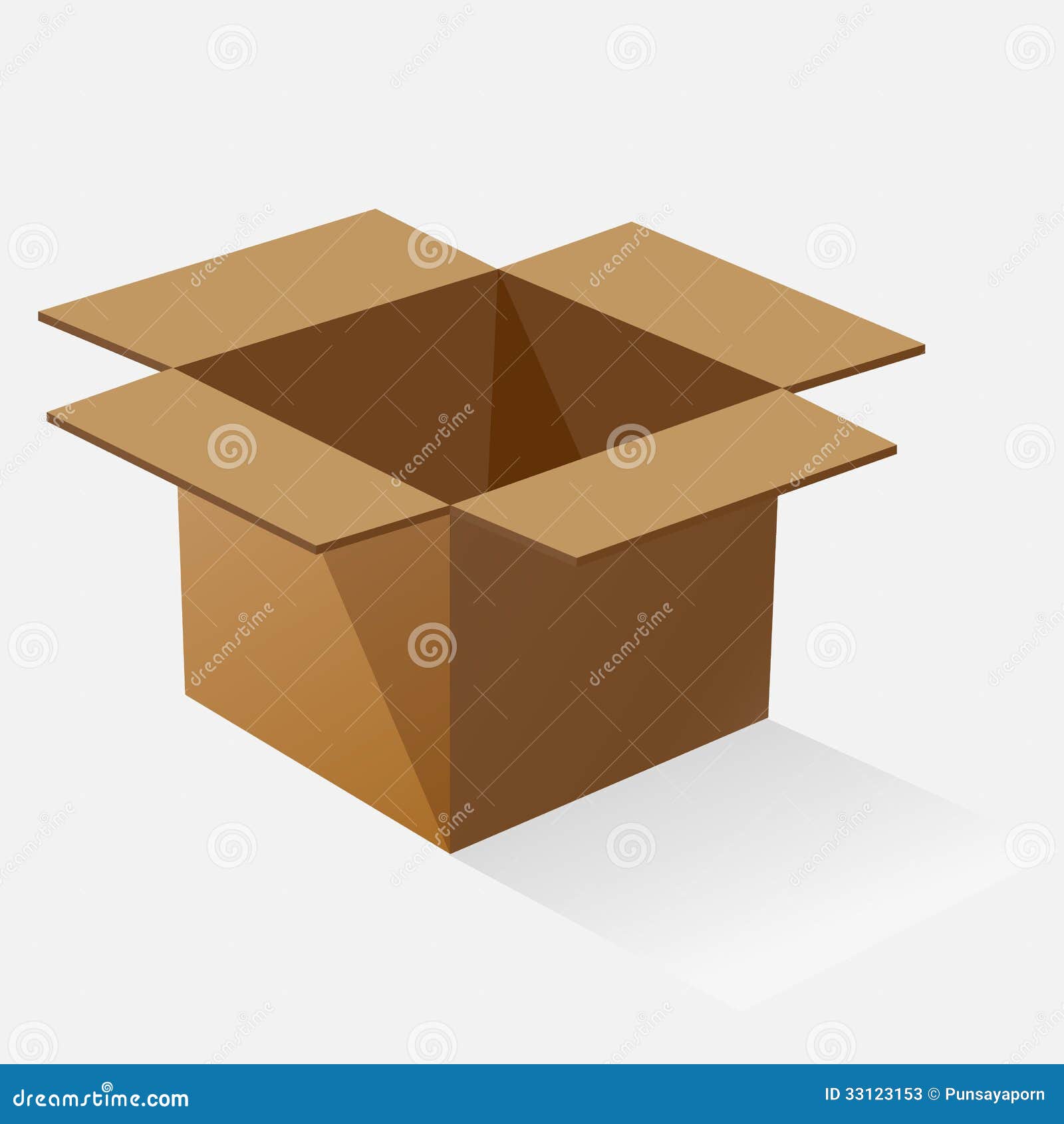 Opened Brown Paper Box with Shadow Stock Vector - Illustration of icon ...
