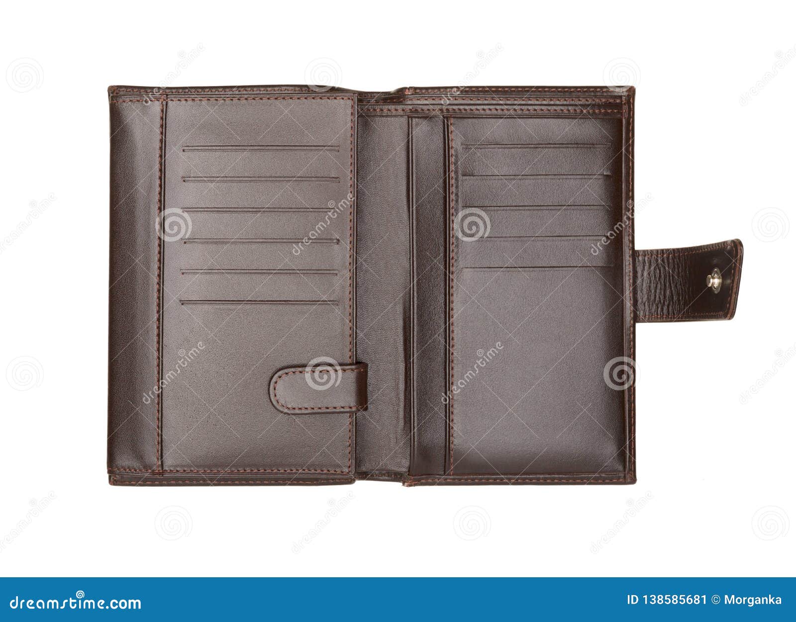 Opened Brown Wallet Isolated on White Stock Image - Image of elegance ...