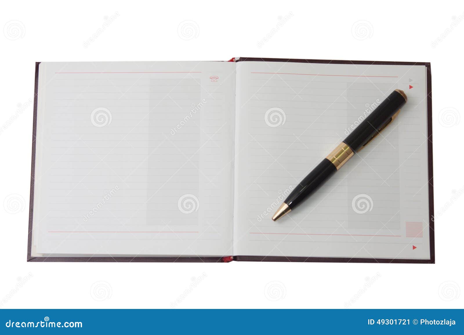 Opened Business Agenda with Golden Pen Stock Image - Image of organizer ...