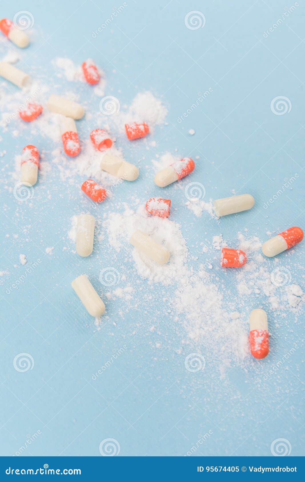 Opened Capsules with Contents Spilled Out Stock Image - Image of drug ...