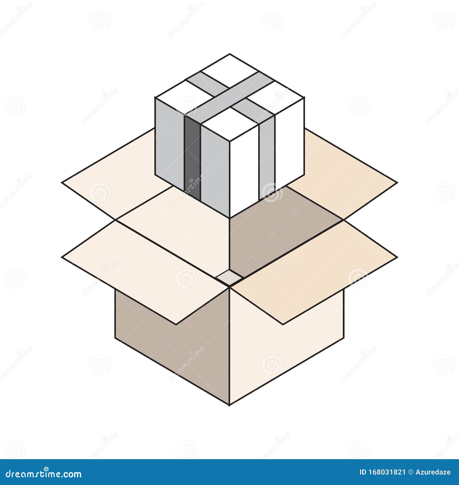 Opened Cardboard Box with Gift Inside Illustration Stock Image ...