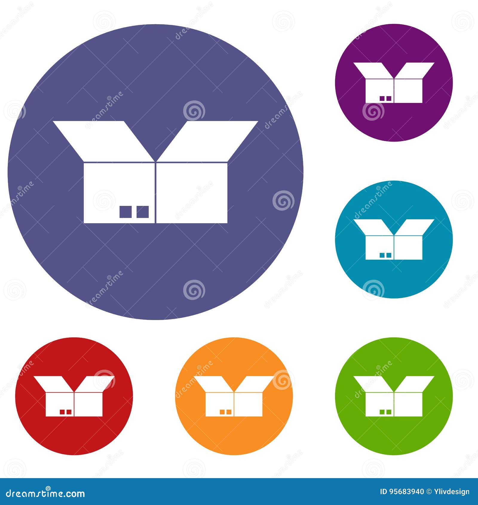 Opened Cardboard Box Icons Set Stock Vector - Illustration of blank ...