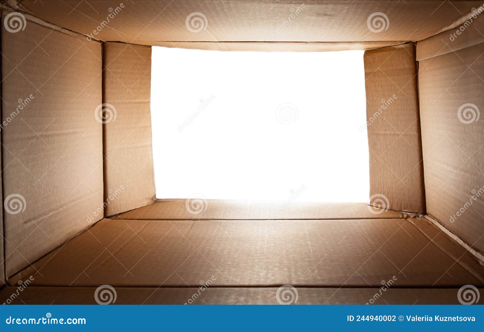 Opened Cardboard Box Inside Stock Photo - Image of gift, container ...