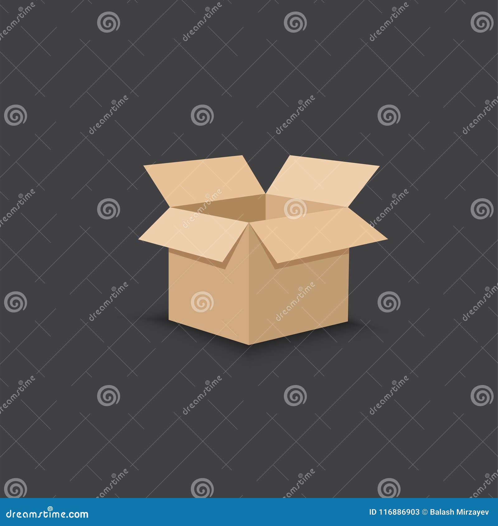 Opened Cardboard Package Box. Flat Design Style. Vector Illustration ...