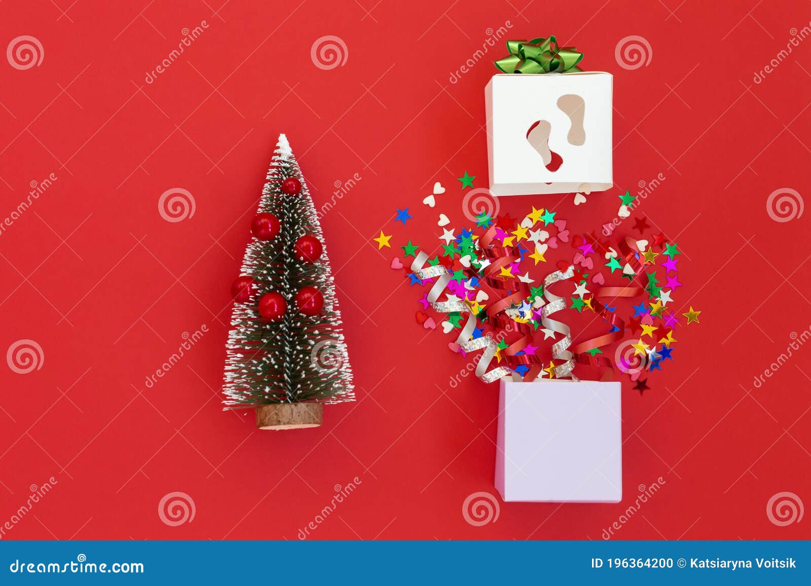 Opened Christmas Gift Box with Confetti Stock Photo - Image of ...