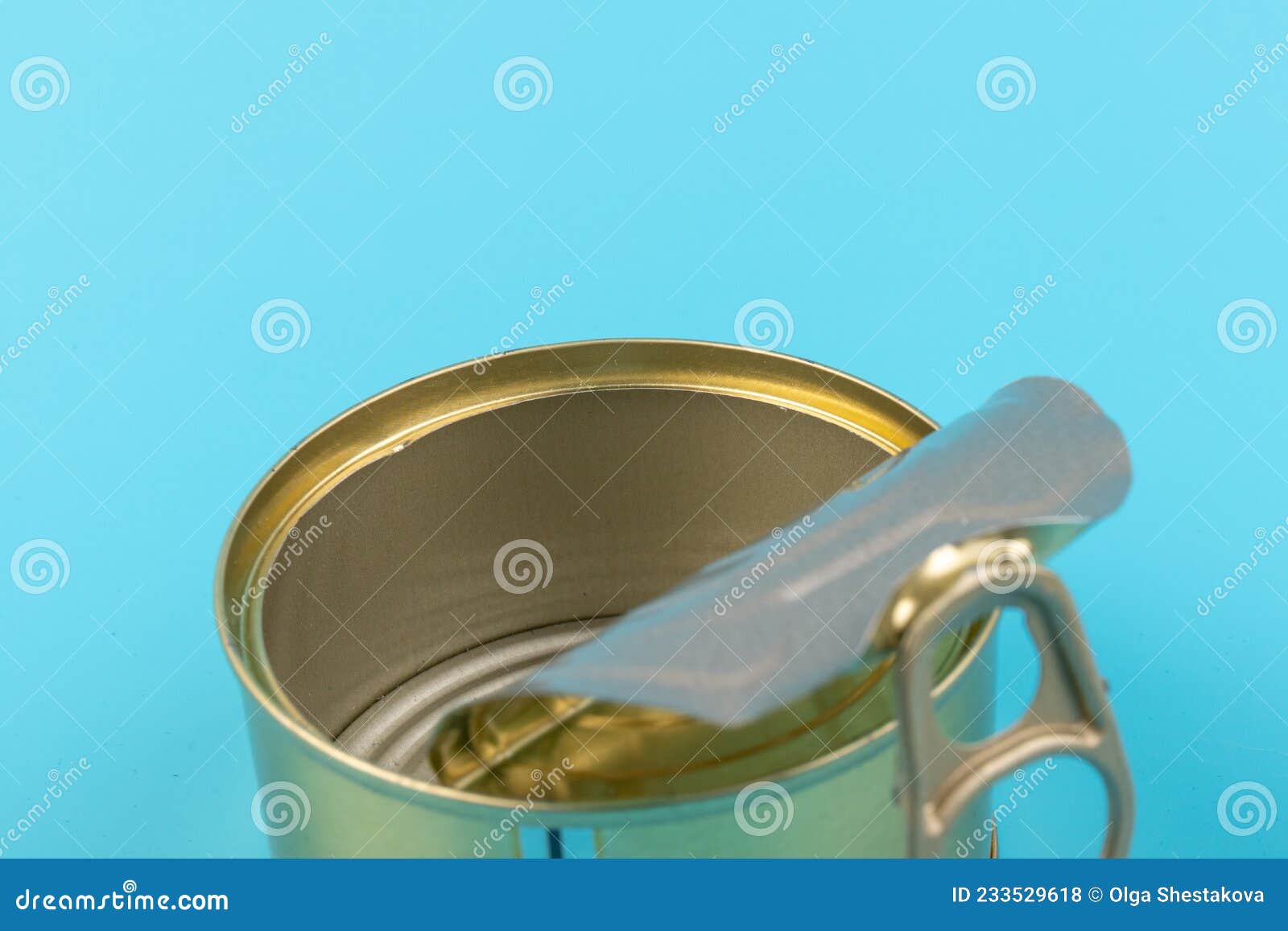 Opened Clean Tin Can with Pull Tab Ring, Bended Lid and Empty ...