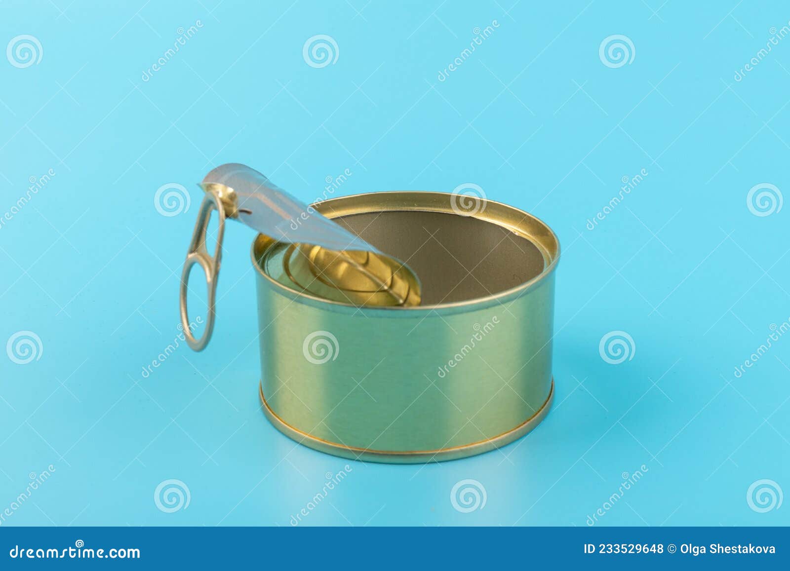 Opened Clean Tin Can with Pull Tab Ring, Bended Lid and Empty ...
