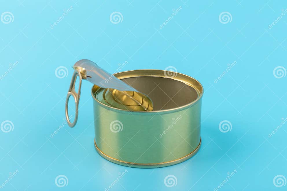 Opened Clean Tin Can with Pull Tab Ring, Bended Lid and Empty ...