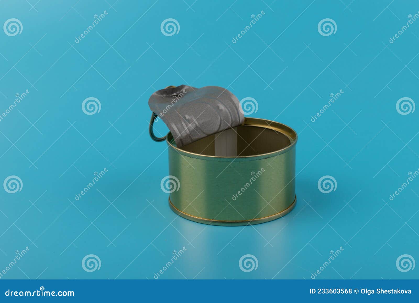 Opened Clean Tin Can with Pull Tab Ring, Bended Lid and Empty ...