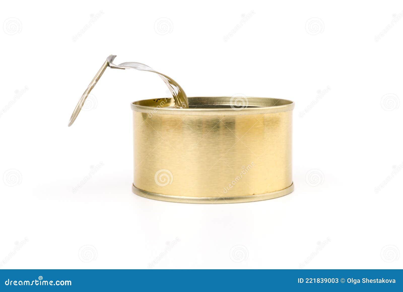 Opened Clean Tin Can with Pull Tab Ring, Bended Lid and Empty ...