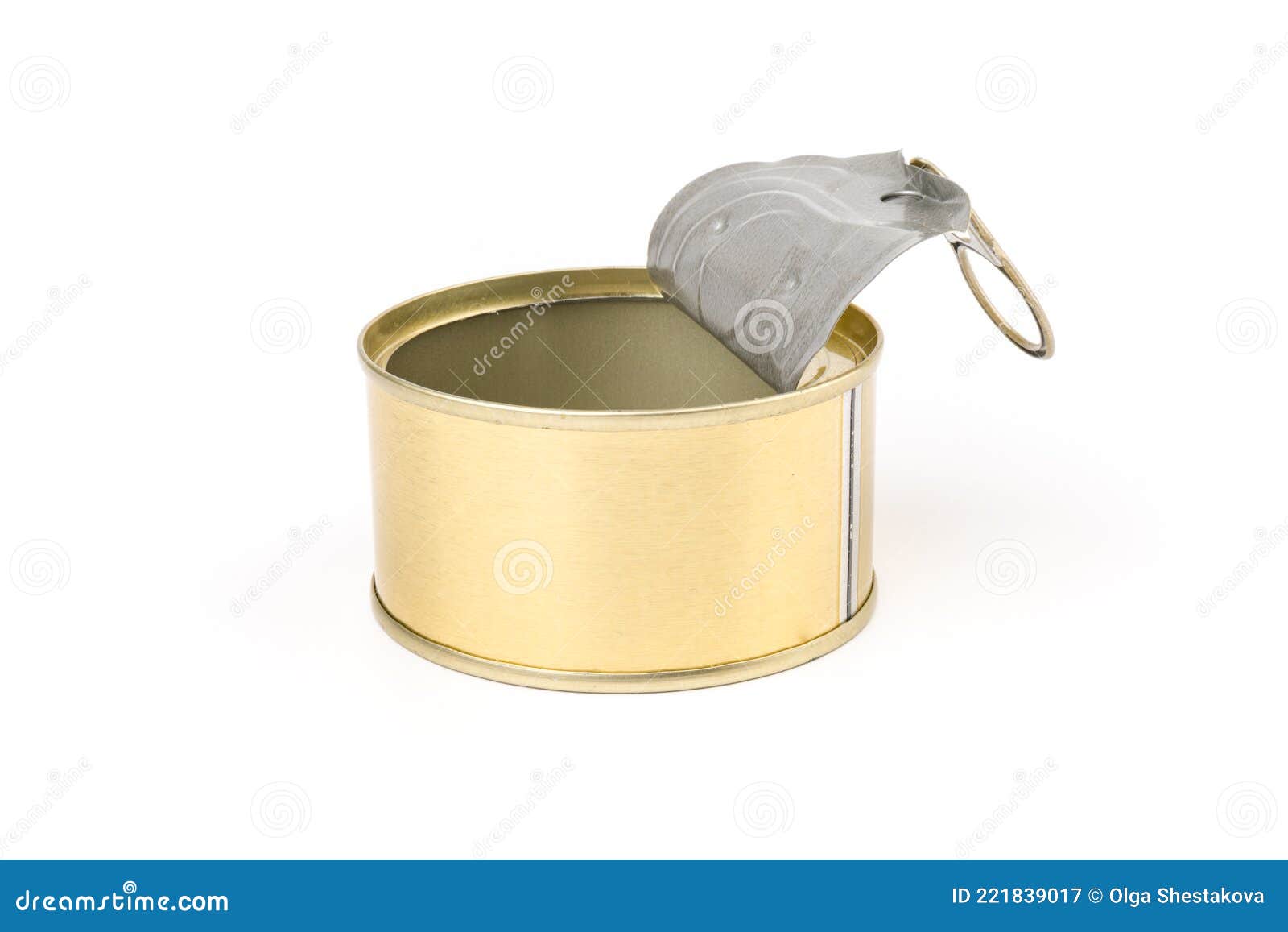 Opened Clean Tin Can with Pull Tab Ring, Bended Lid and Empty ...